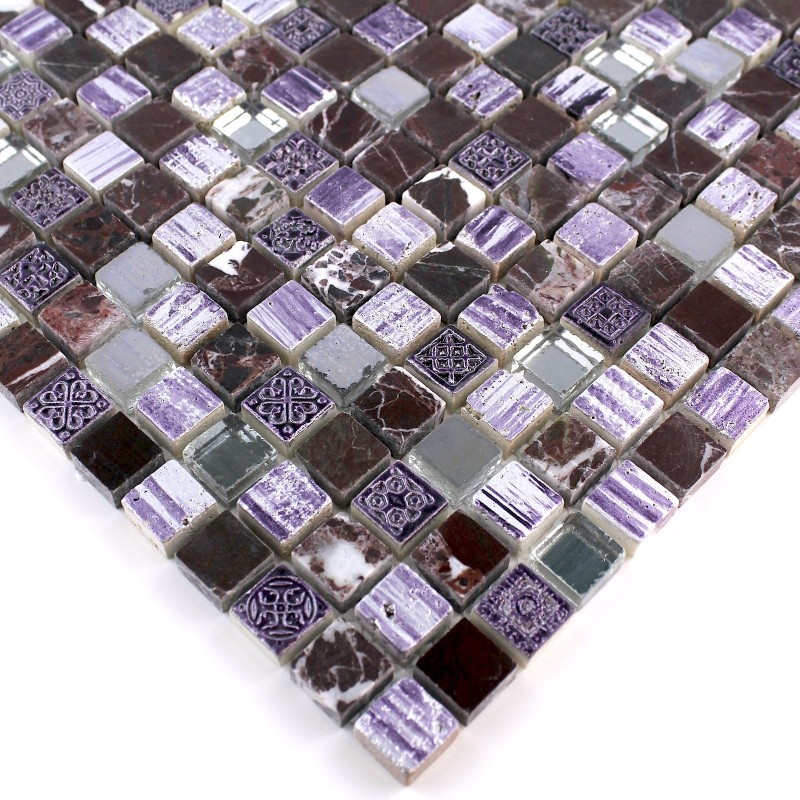 Adel: Violet Stone Mosaic for Kitchen, Shower and Bathroom Walls