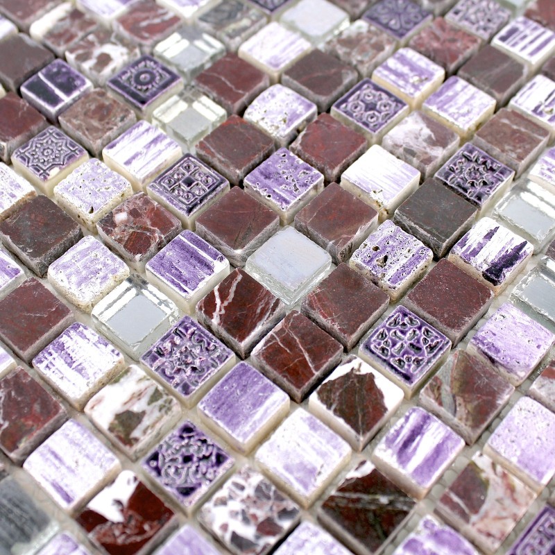 Adel: Violet Stone Mosaic for Kitchen, Shower and Bathroom Walls