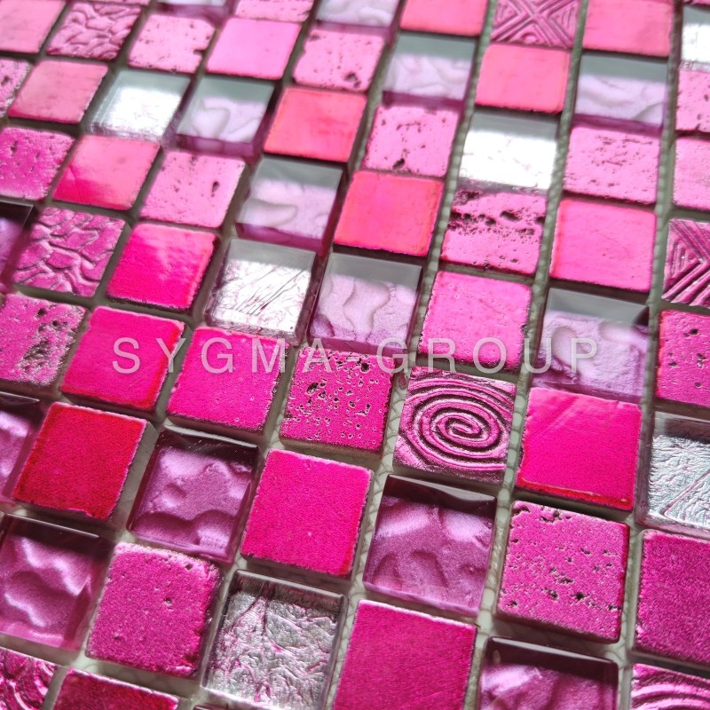 Mosaic bathroom and kitchen wall tiles model Alliage Fuchsia